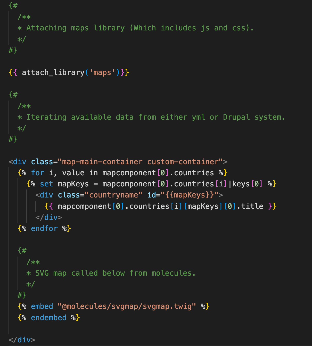 Integrating an SVG Map using Twig in Drupal